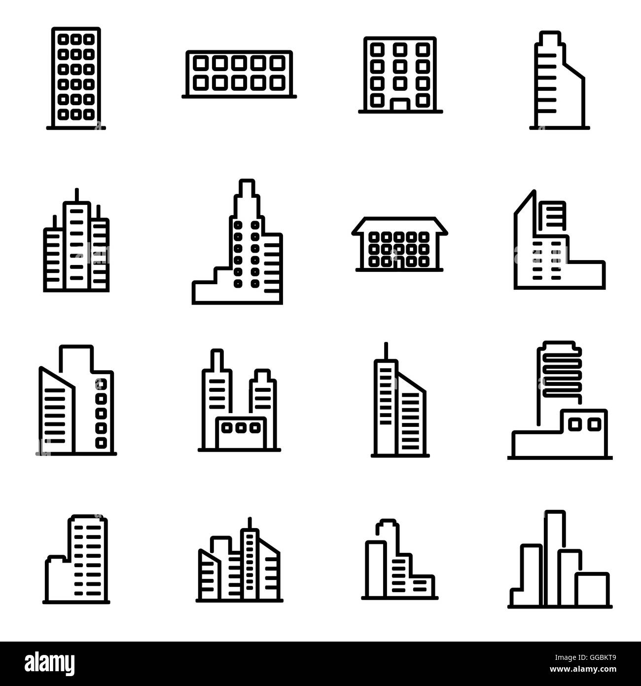 Vector line building icon set Stock Vector Image & Art - Alamy