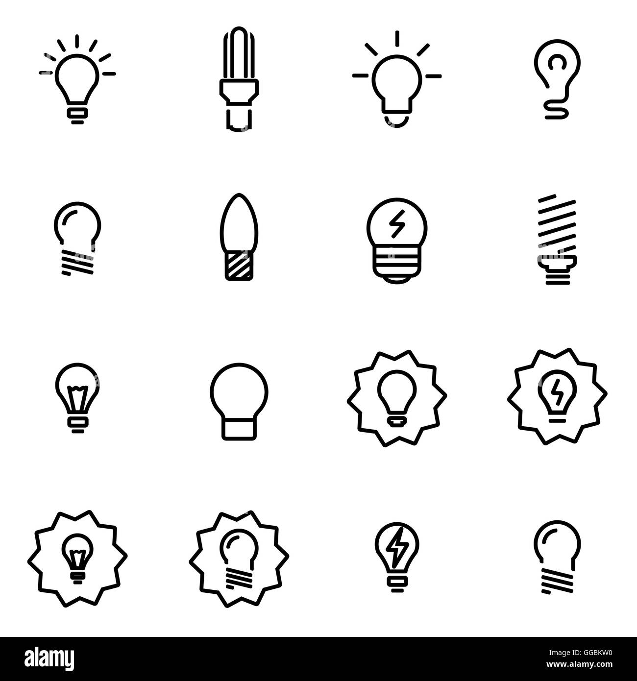 Vector line bulbs icon set Stock Vector Image & Art - Alamy