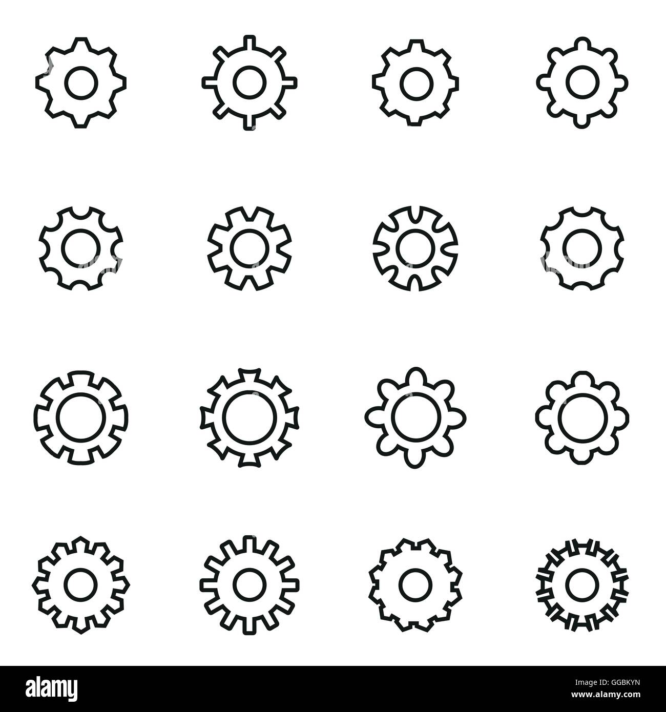 Vector line gear icon set Stock Vector Image & Art - Alamy