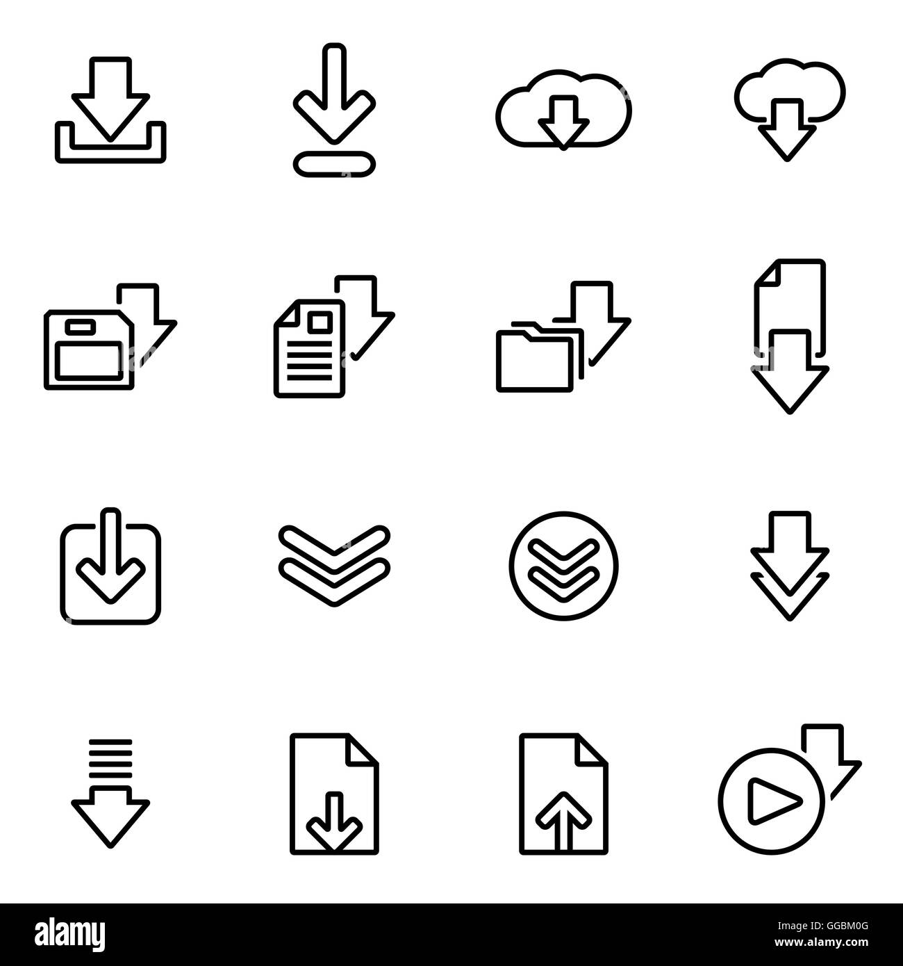 Vector line download icon set Stock Vector Image & Art - Alamy