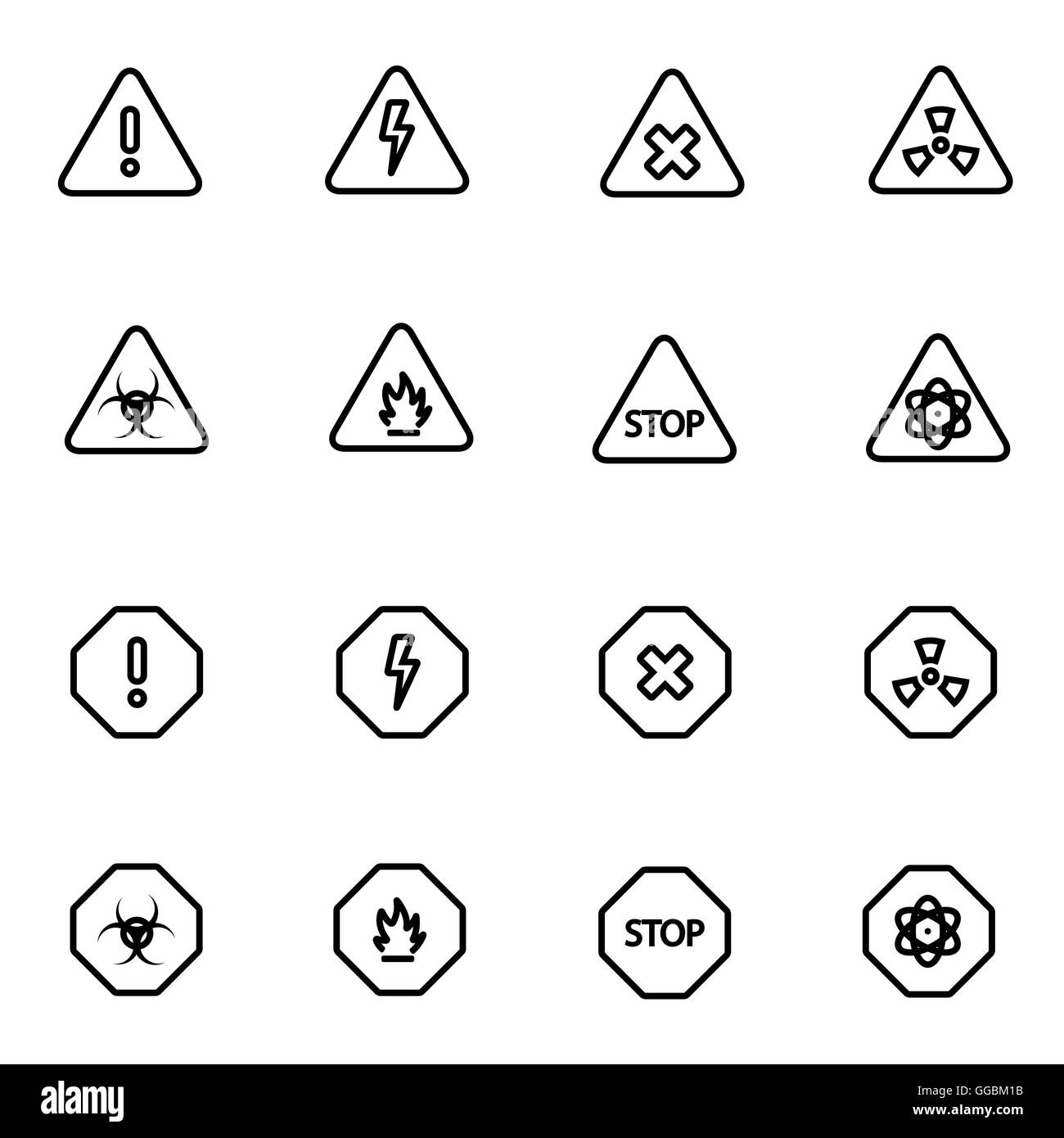 Vector line danger icon set Stock Vector Image & Art - Alamy