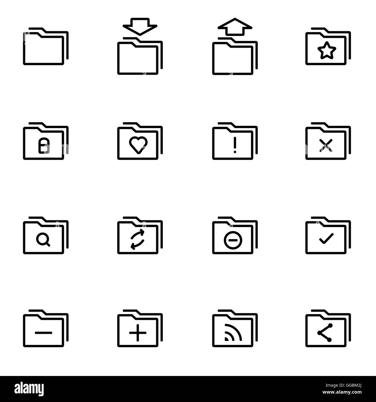 Vector line folder icon set Stock Vector Image & Art - Alamy