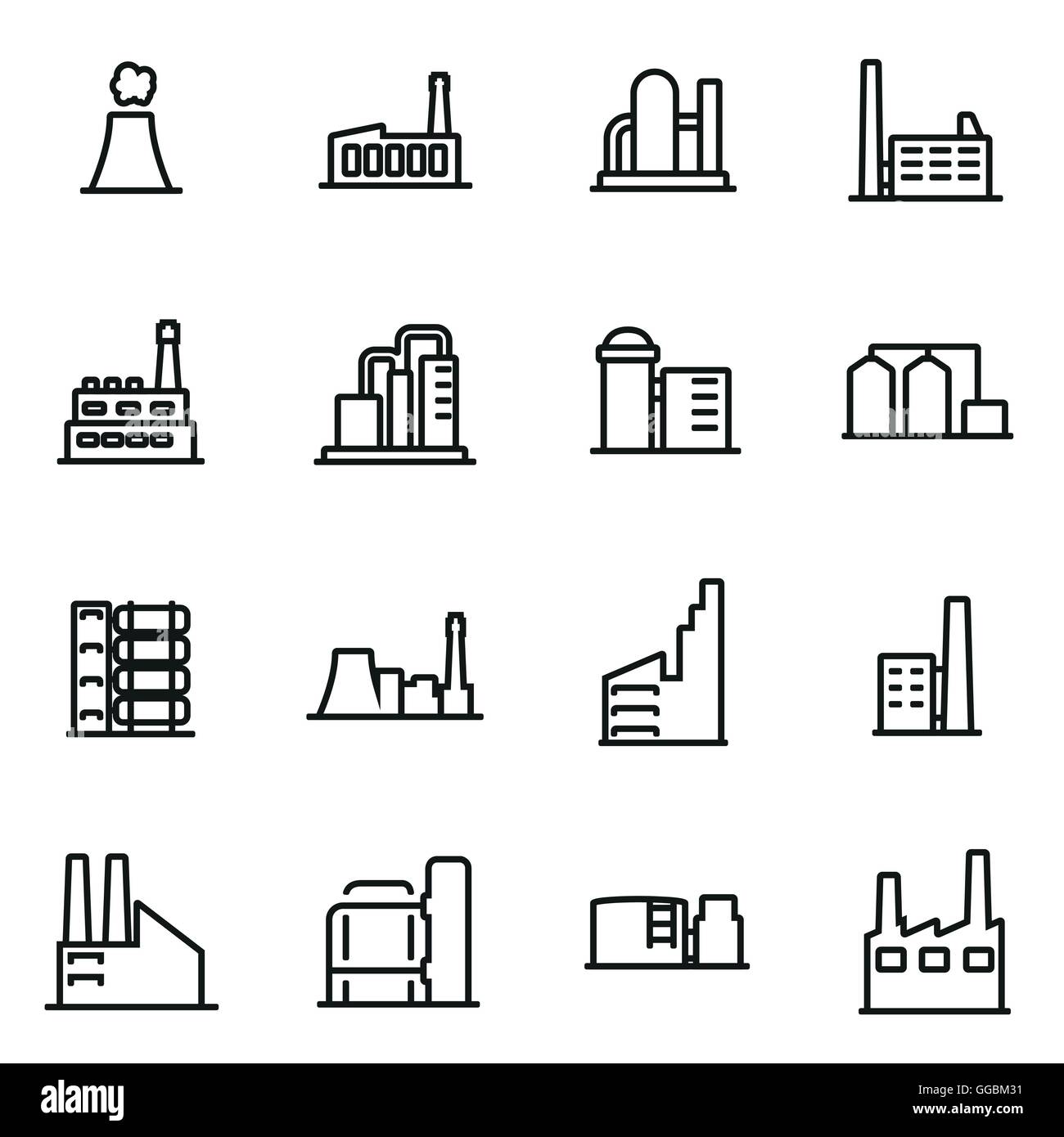 Vector line factory icon set Stock Vector Image & Art - Alamy