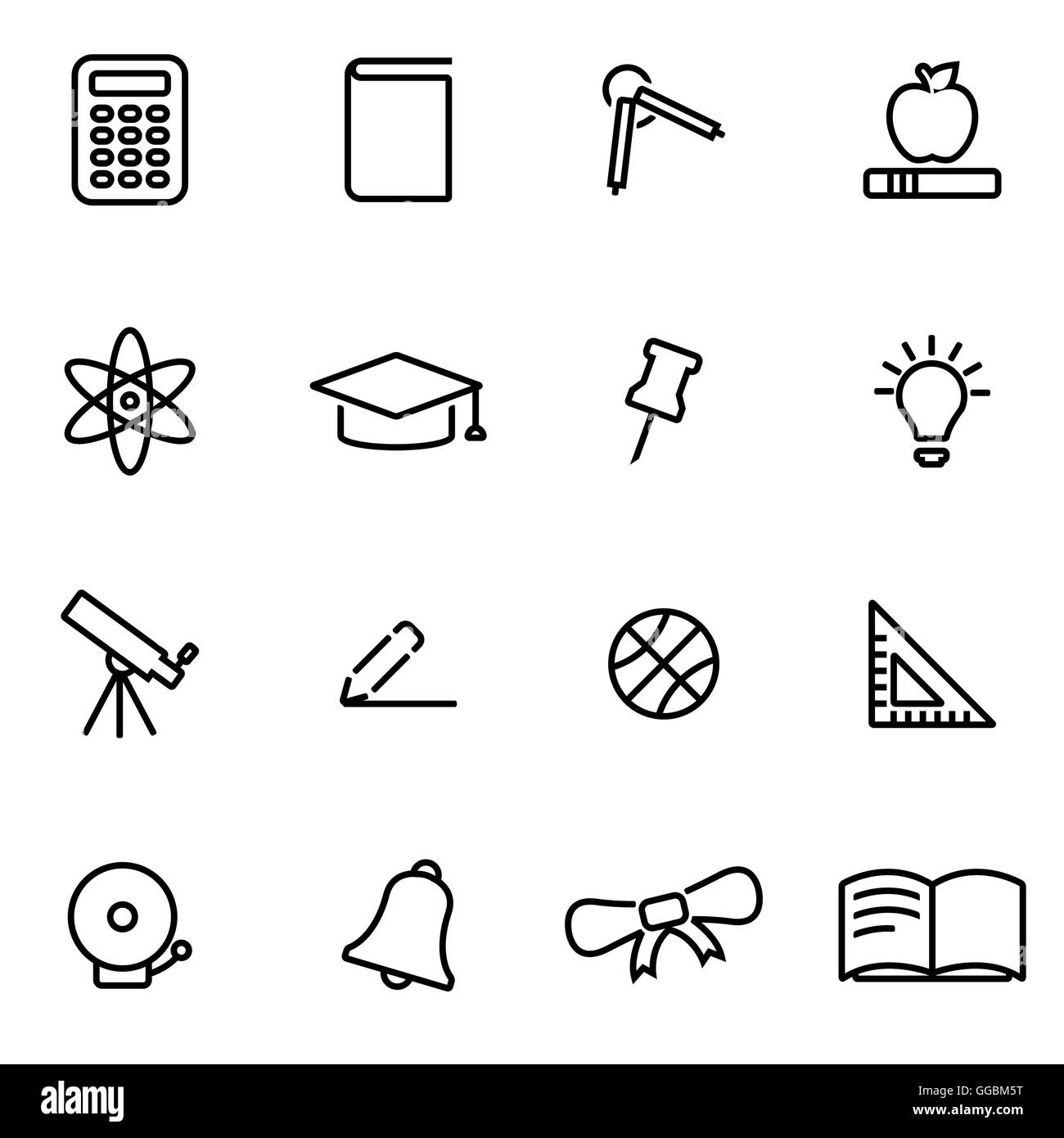 Line icon education set Black and White Stock Photos & Images - Alamy
