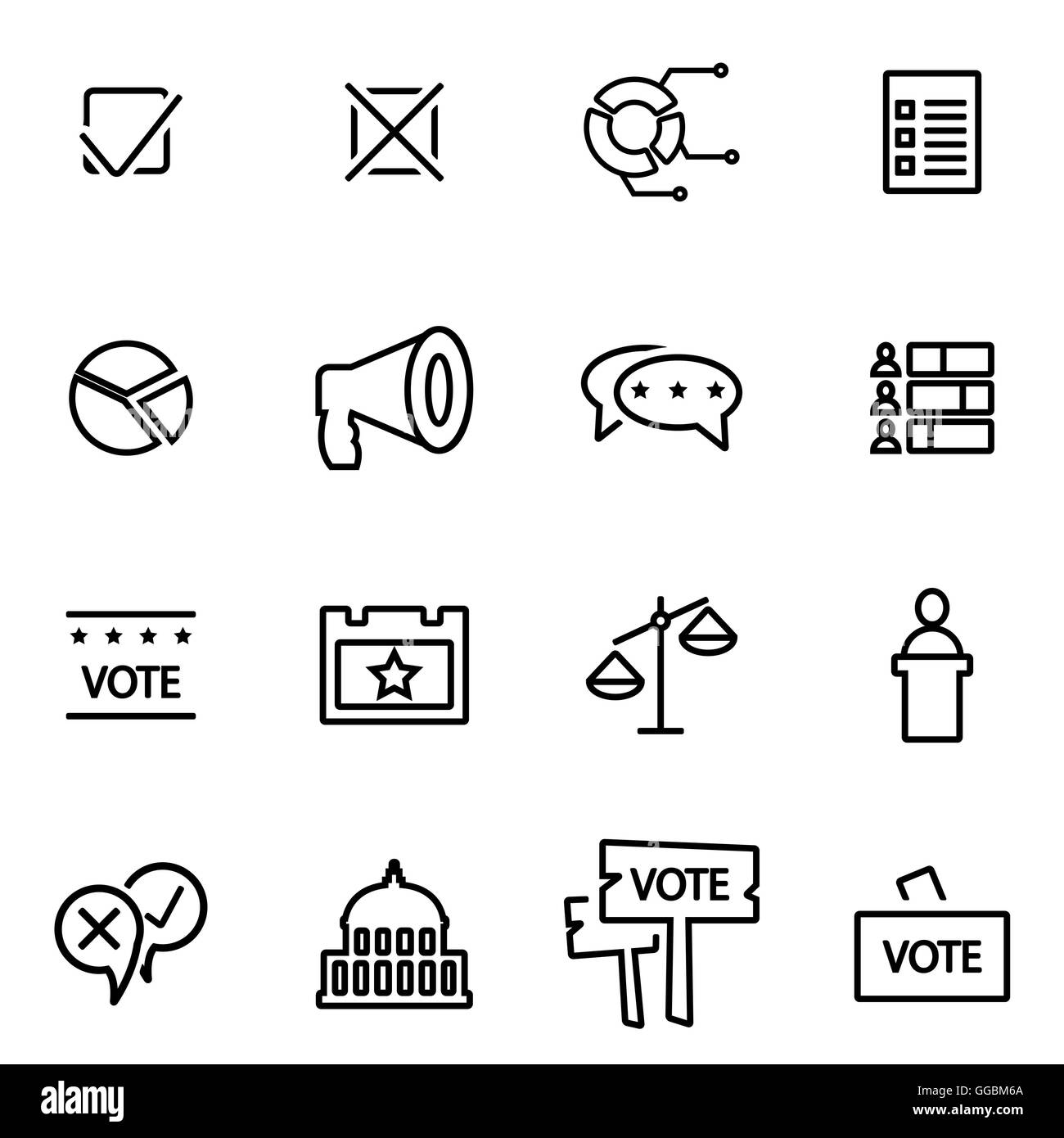 Democracy icons set outline Cut Out Stock Images & Pictures - Alamy