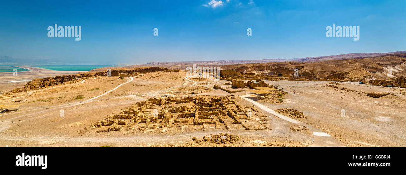Panorama of the Masada fortress - Judaean Desert, Israel Stock Photo ...