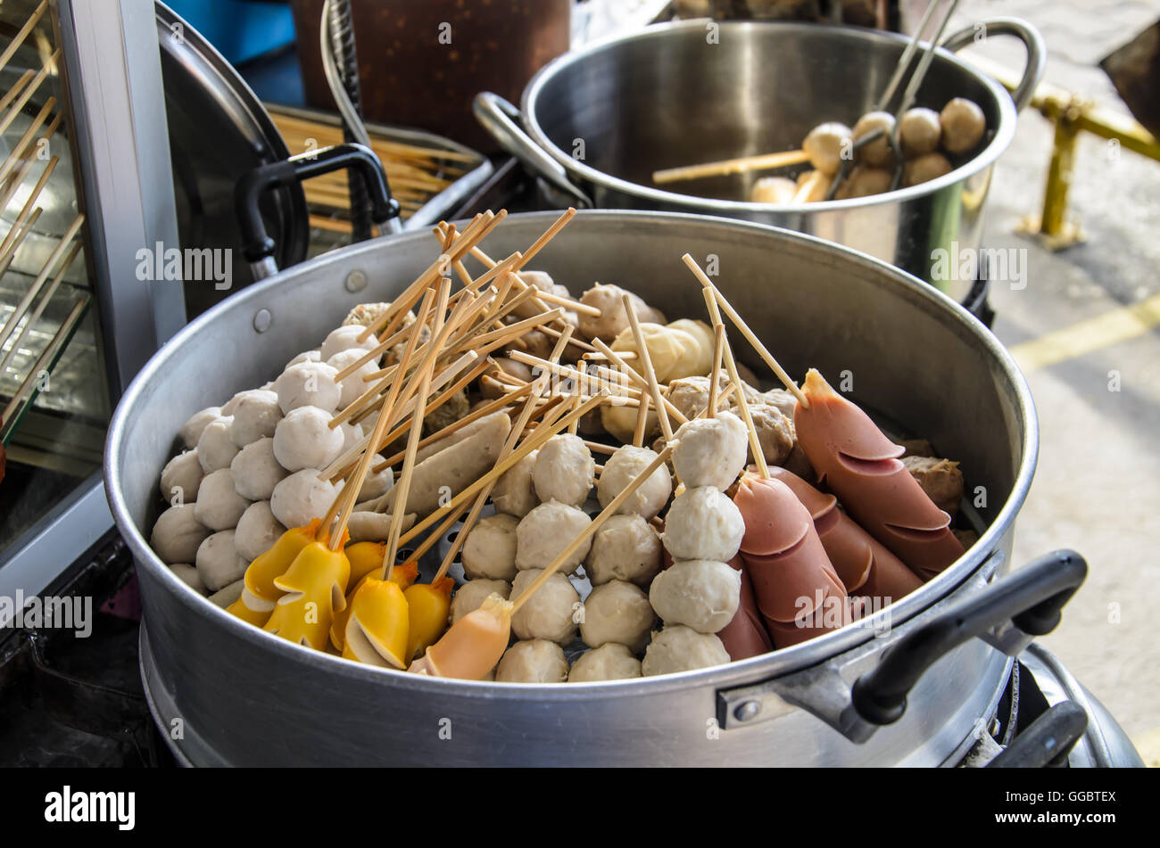 Steamed fish meatball in container Stock Photo - Alamy