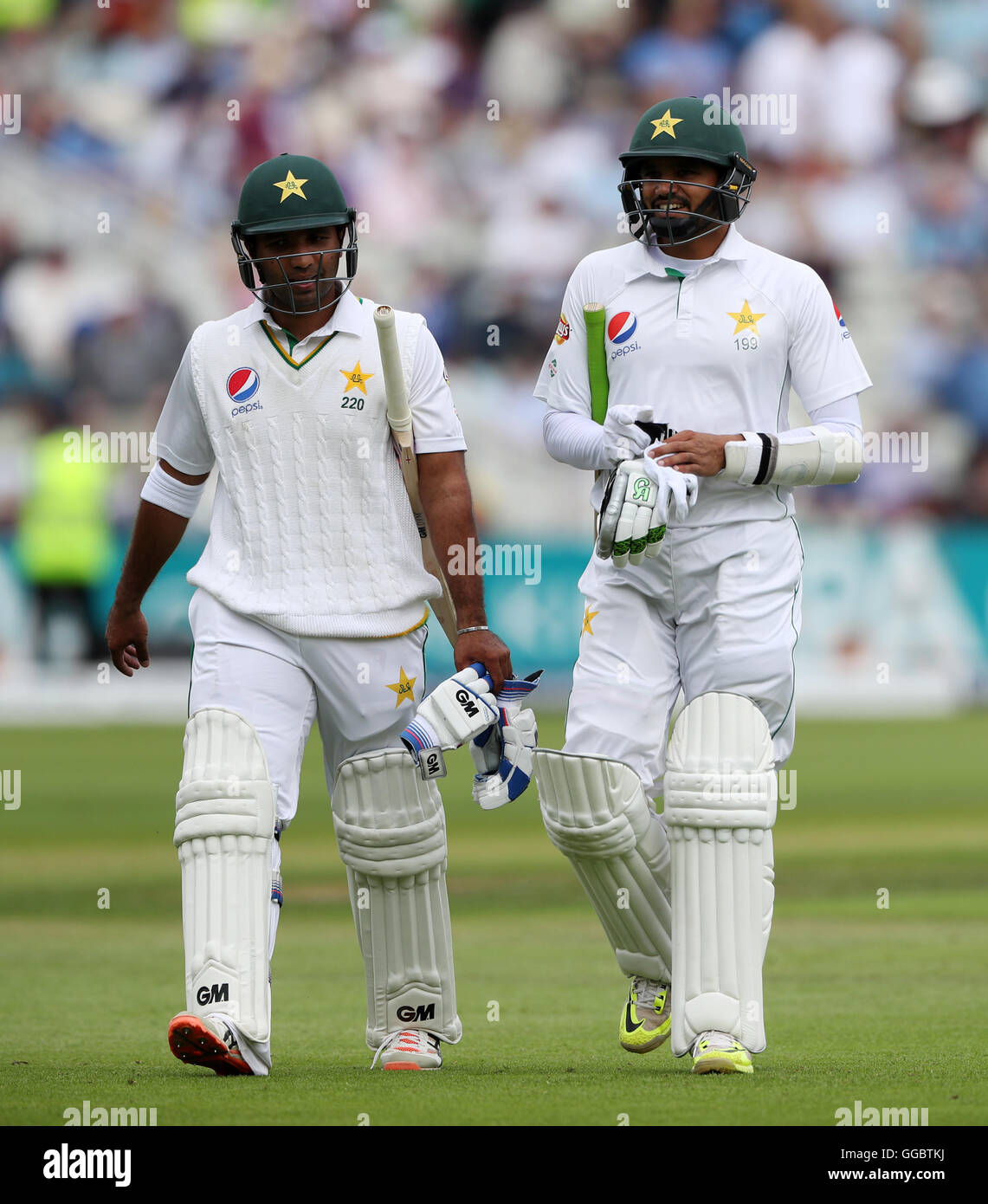Pakistan batsman Sami Aslam (left) and Pakistan batsman Azhar Ali ...