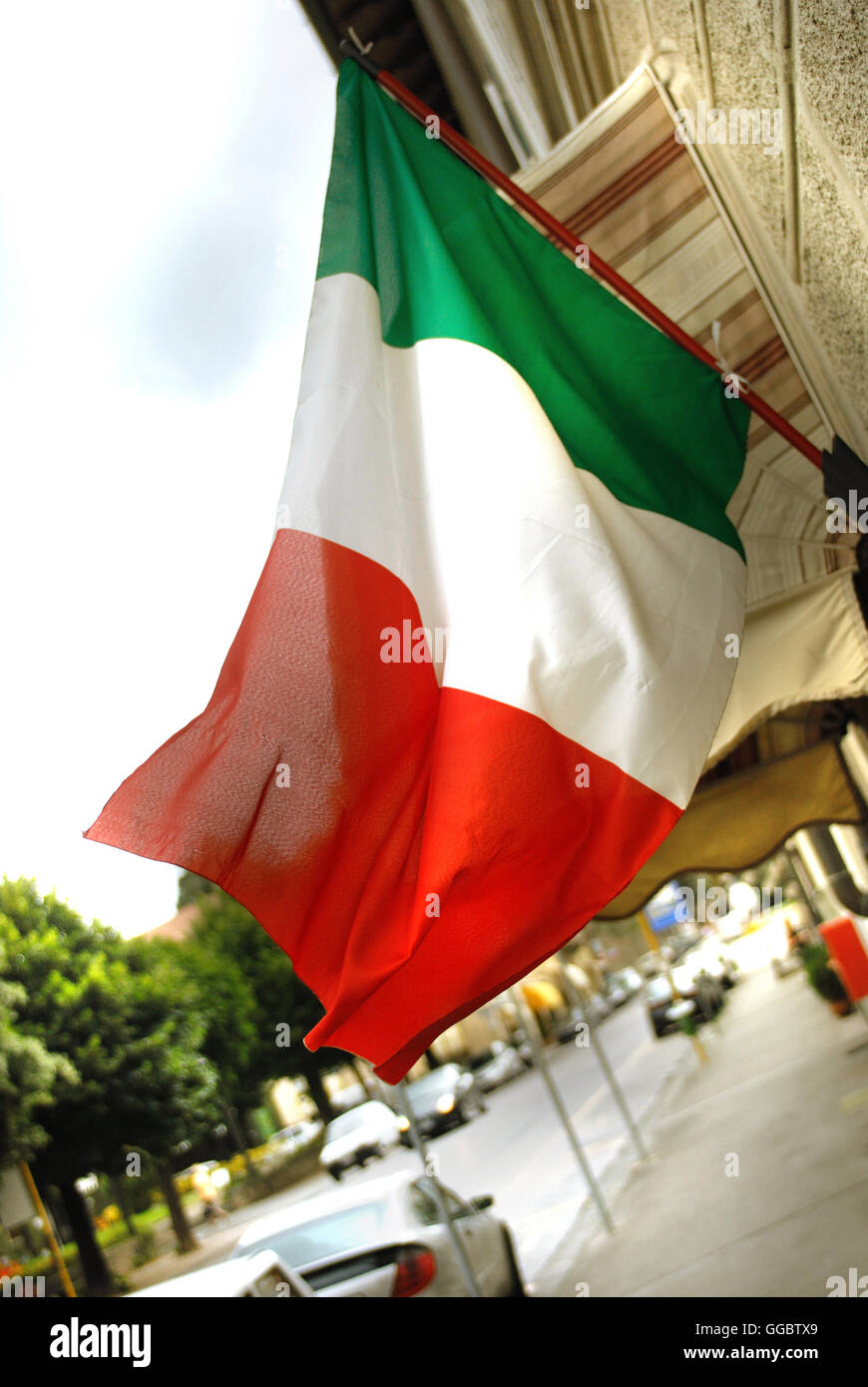 Italian flag, Vinci, Italy Stock Photo - Alamy