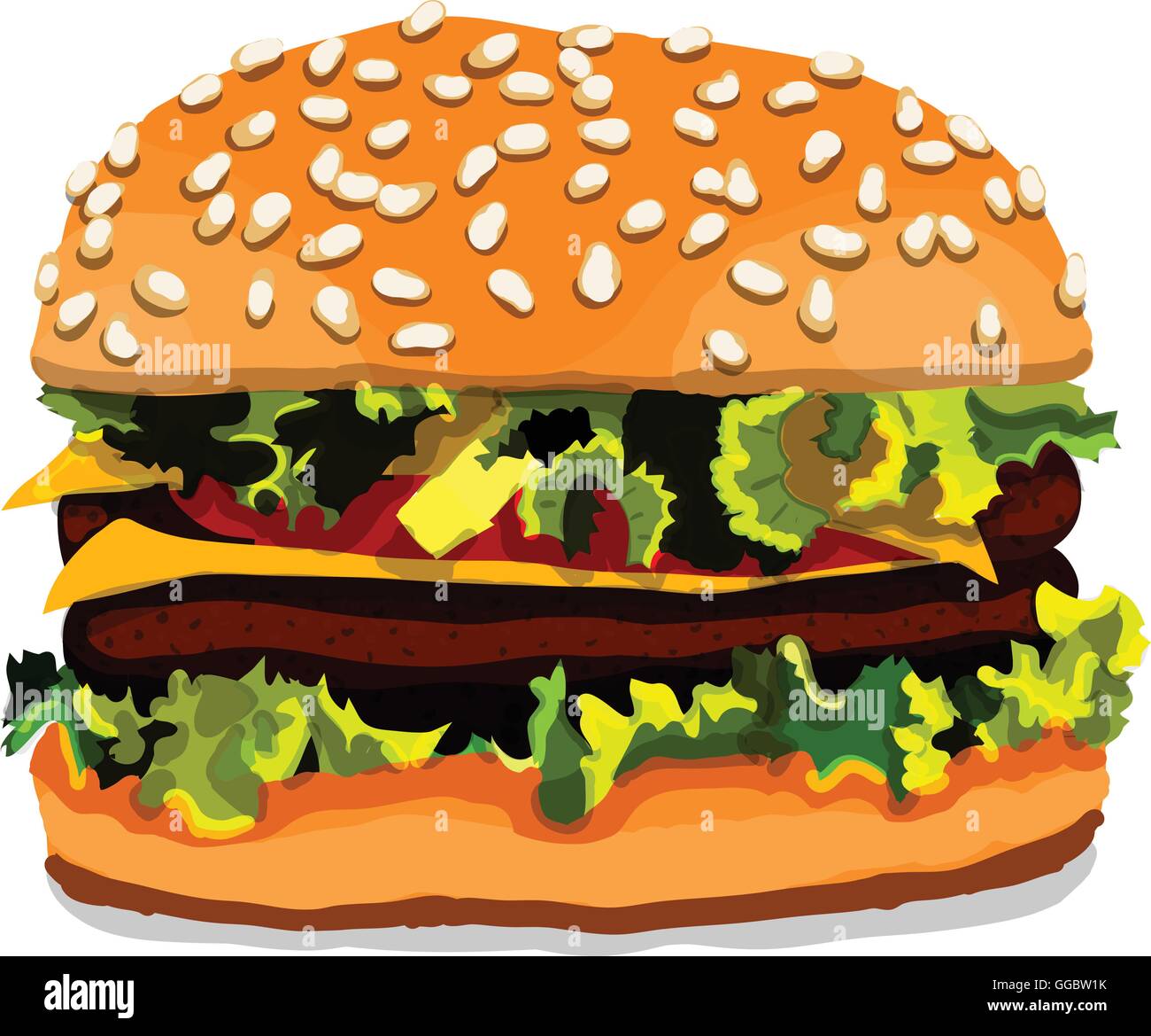 Hand drawn hamburger isolated on white background. Vector illustration ...