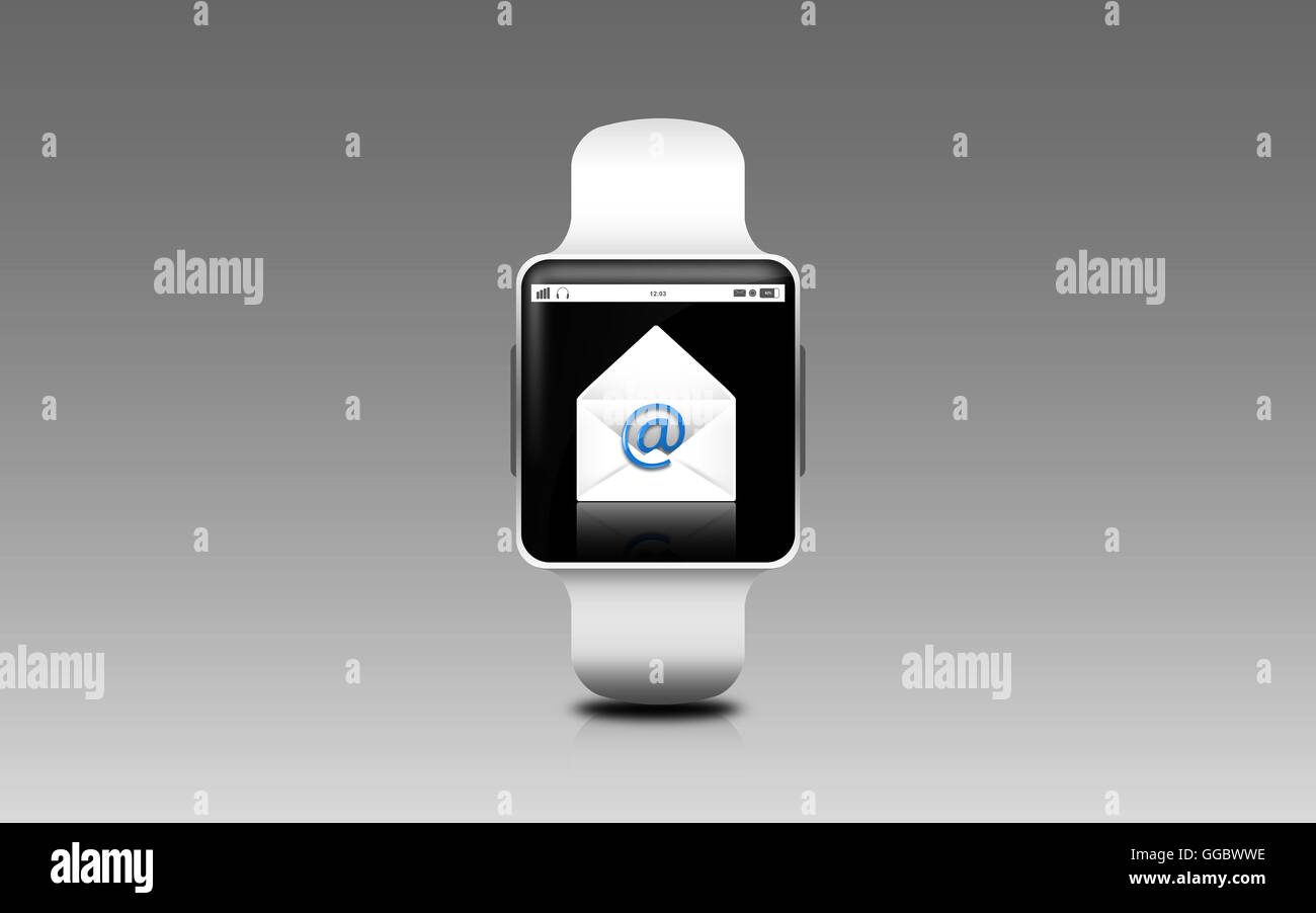 illustration of smart watch with e-mail letter icon Stock Photo - Alamy