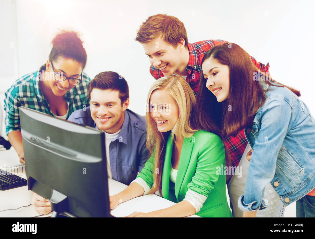 students with computer studying at school Stock Photo - Alamy