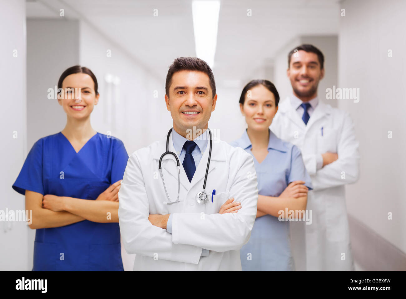 happy group of medics or doctors at hospital Stock Photo - Alamy
