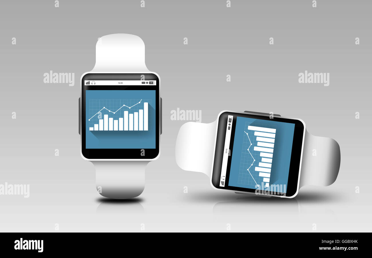 smart watches with charts on screen Stock Photo - Alamy