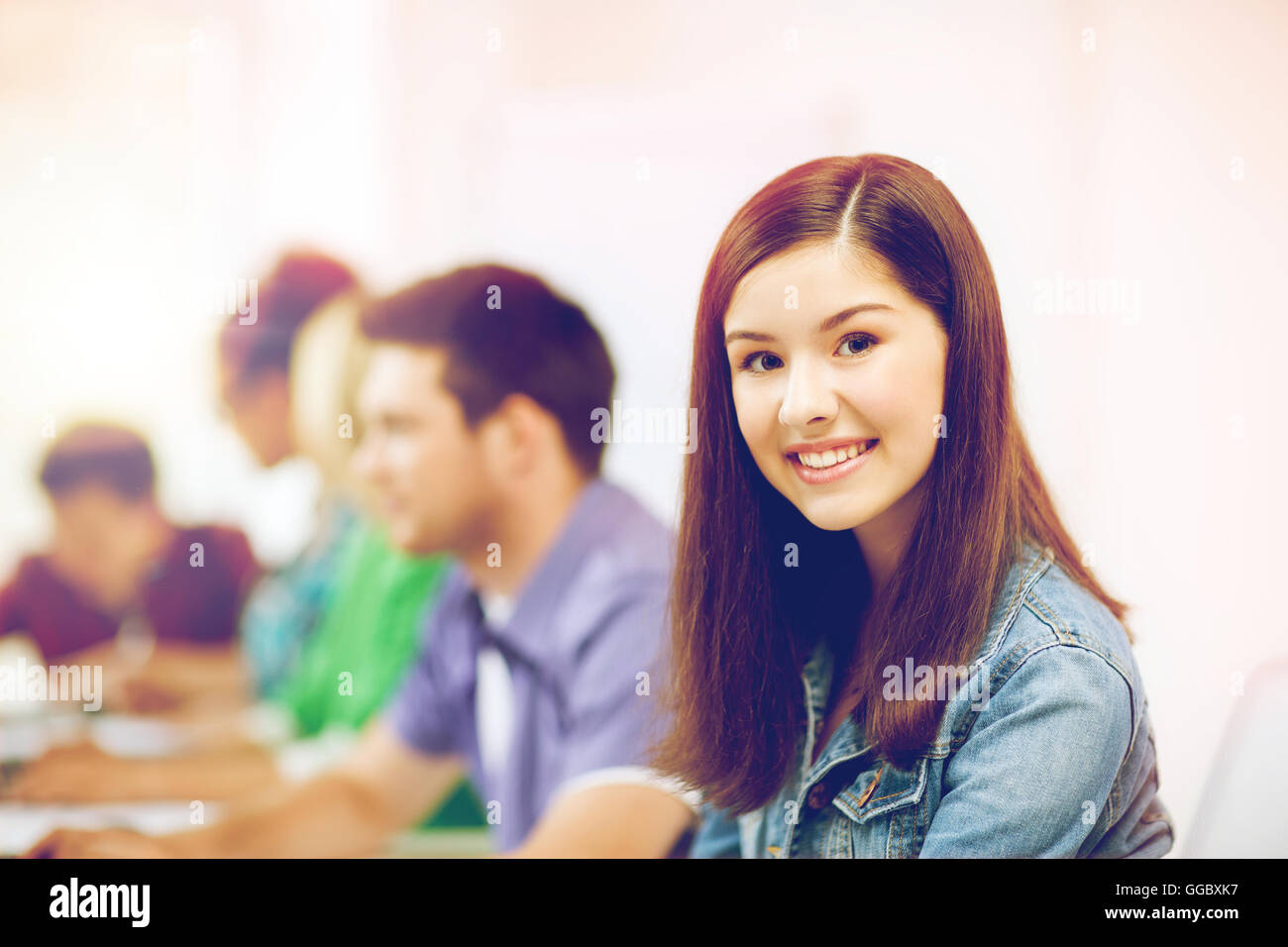student with computer studying at school Stock Photo - Alamy