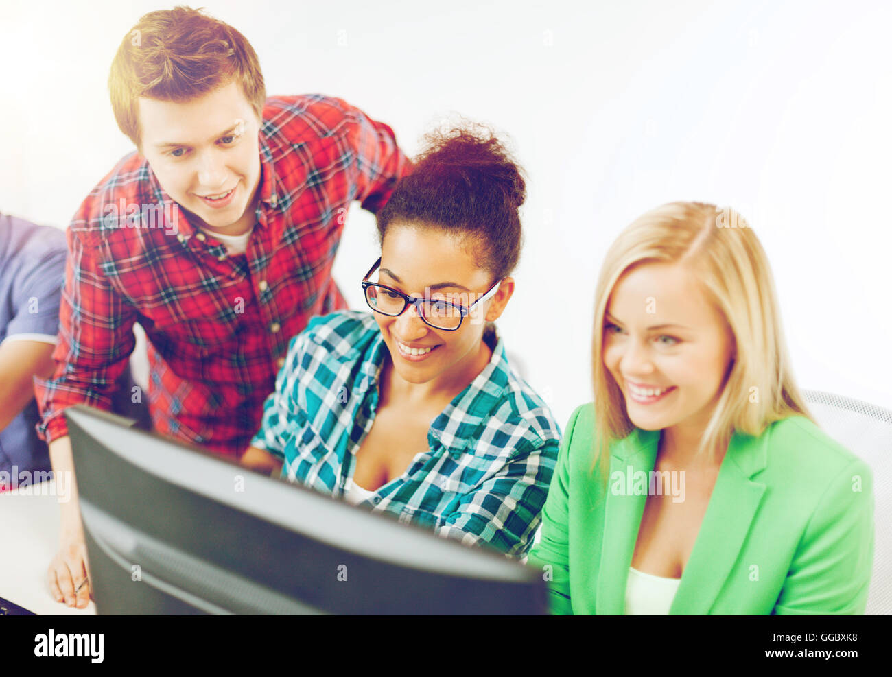 students with computer studying at school Stock Photo - Alamy