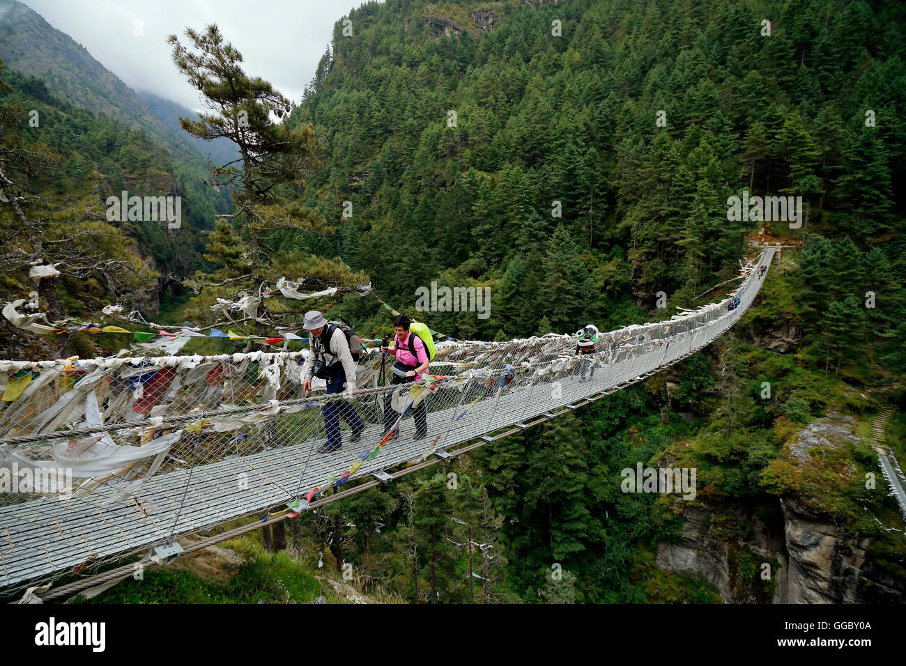 Suspension Bridge Himalayas Stock Photos & Suspension Bridge Himalayas ...