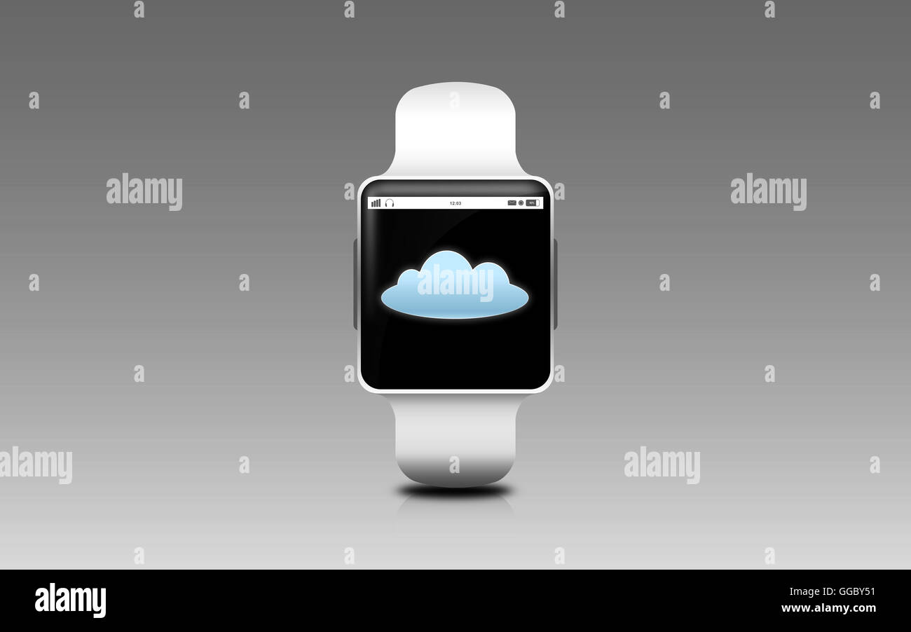 illustration of smart watch with cloud icon on screen Stock Photo - Alamy
