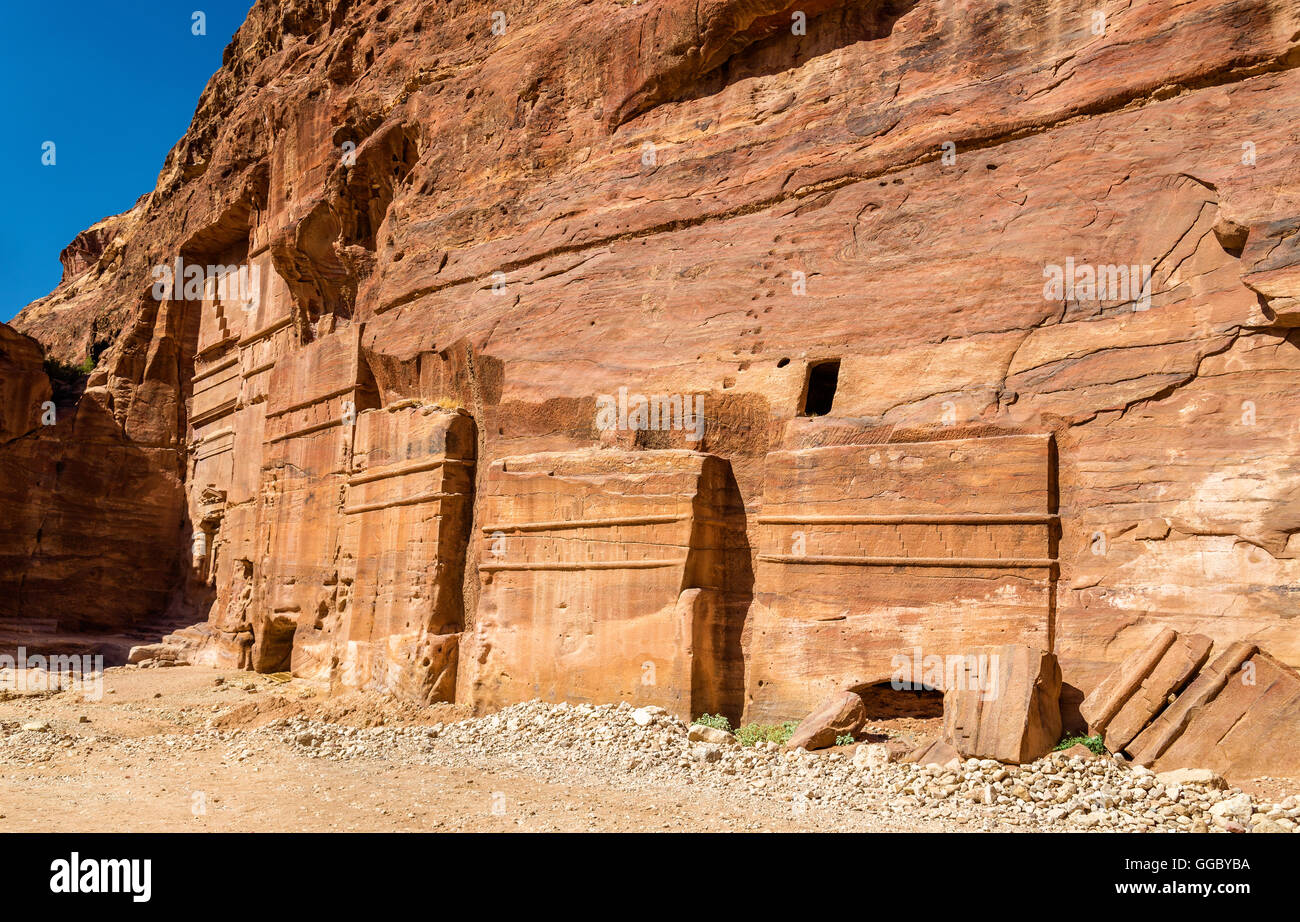 Street of Facades at Petra. UNESCO Heritage Site in Jordan Stock Photo ...