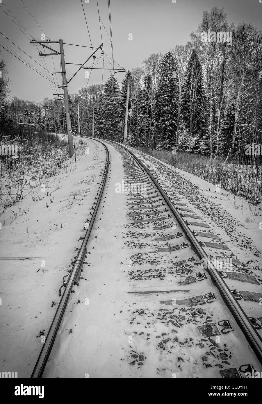 Railway train snow Black and White Stock Photos & Images - Alamy