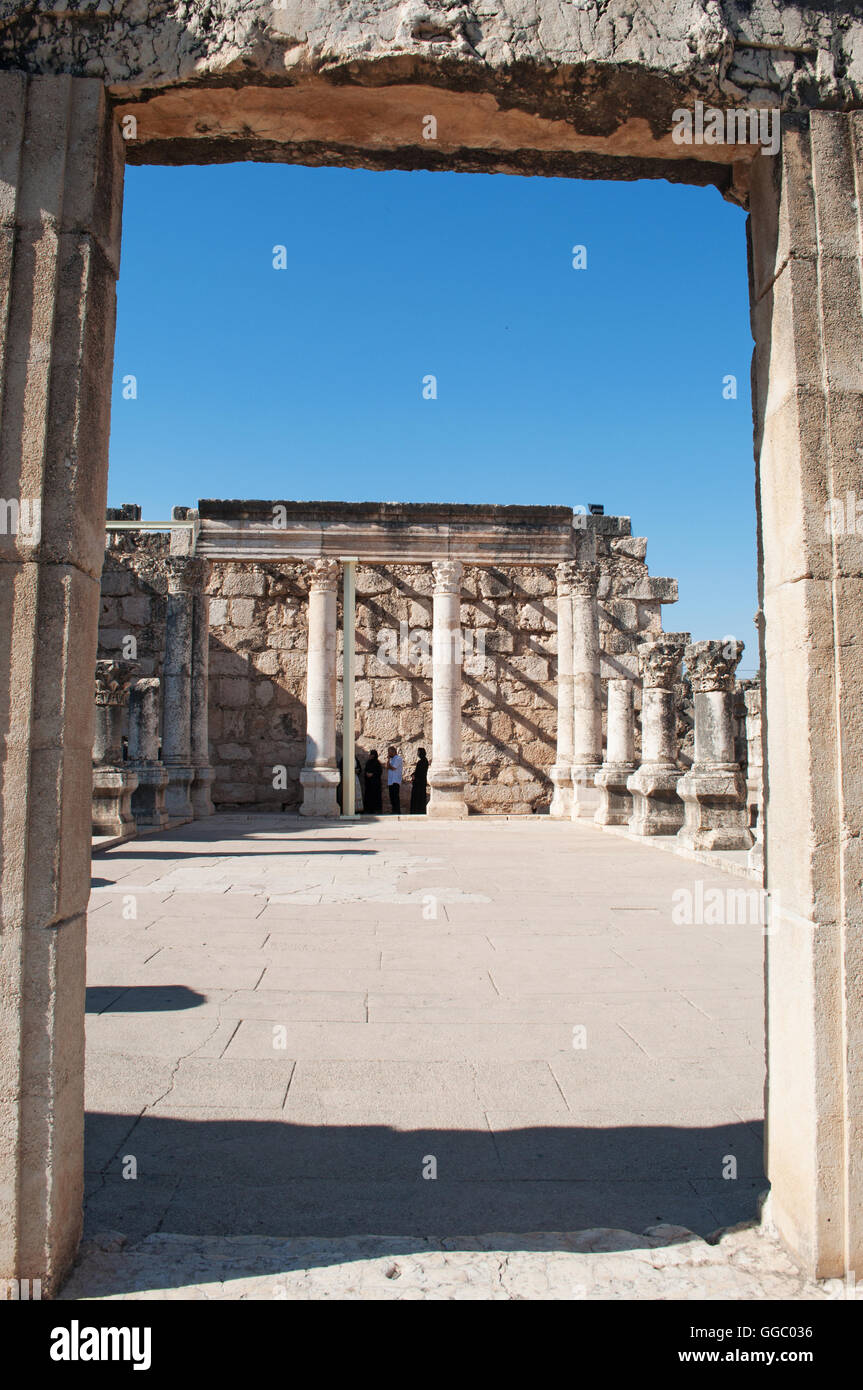 Capernaum, Israel, Middle East: the entrance stone portal at the ruins ...