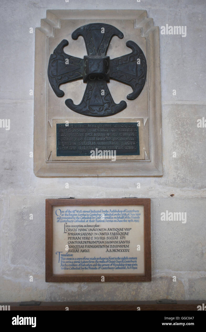 Consecration cross in wall of Canterbury Cathedral Stock Photo - Alamy