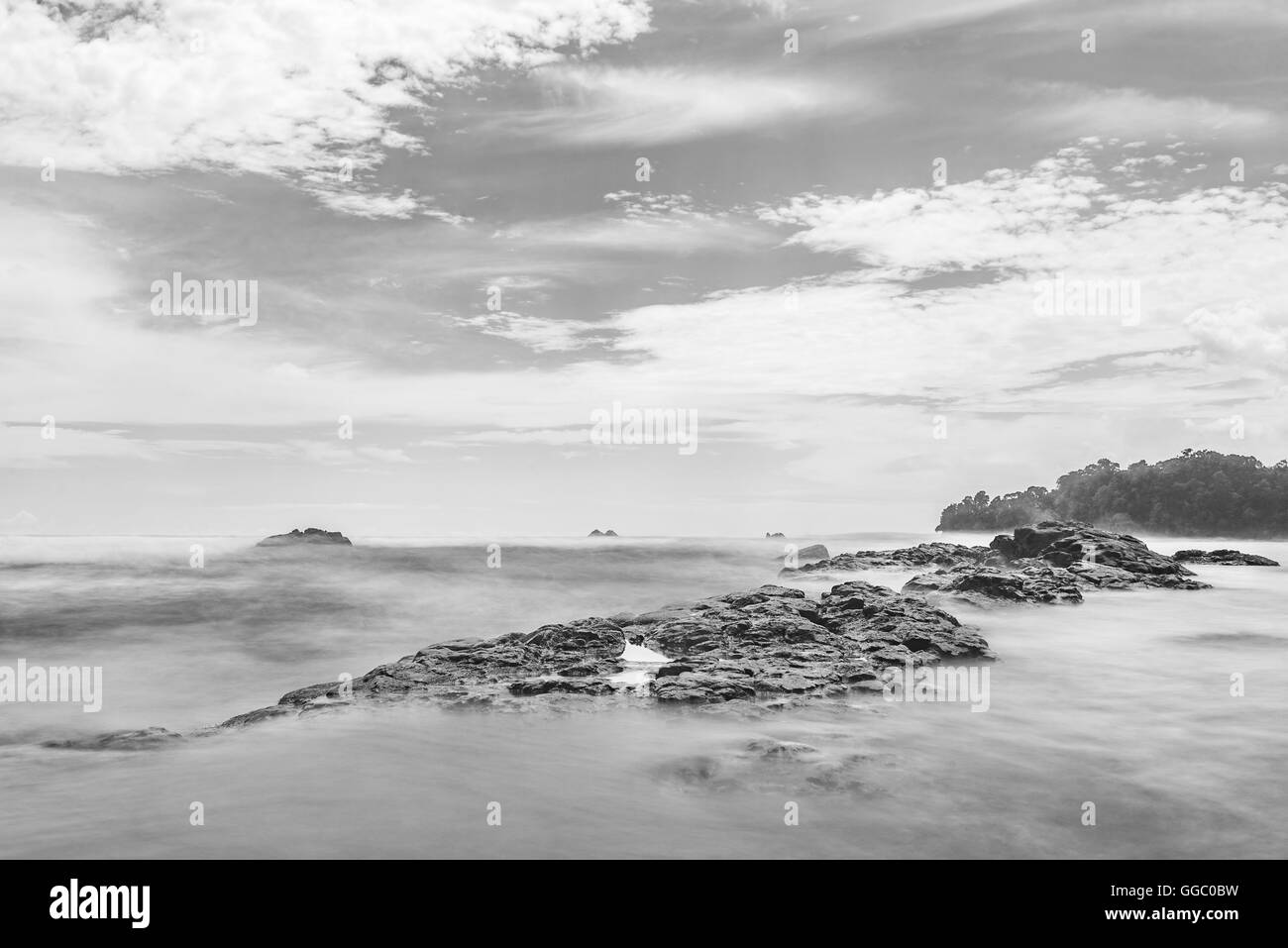 Rock beach waves in Black and White Stock Photos & Images - Alamy
