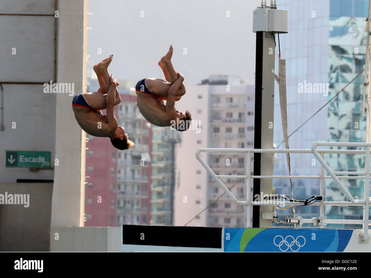 Great Britain's Tom Daley and Daniel Goodfellow practice at the Maria ...