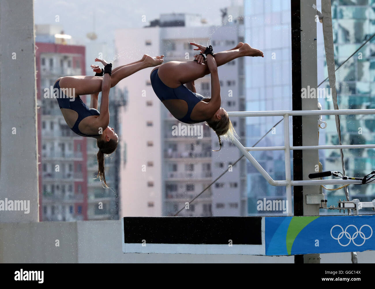 Great Britain's Tonia Couch and Lois Toulson practice at the Maria Lenk ...