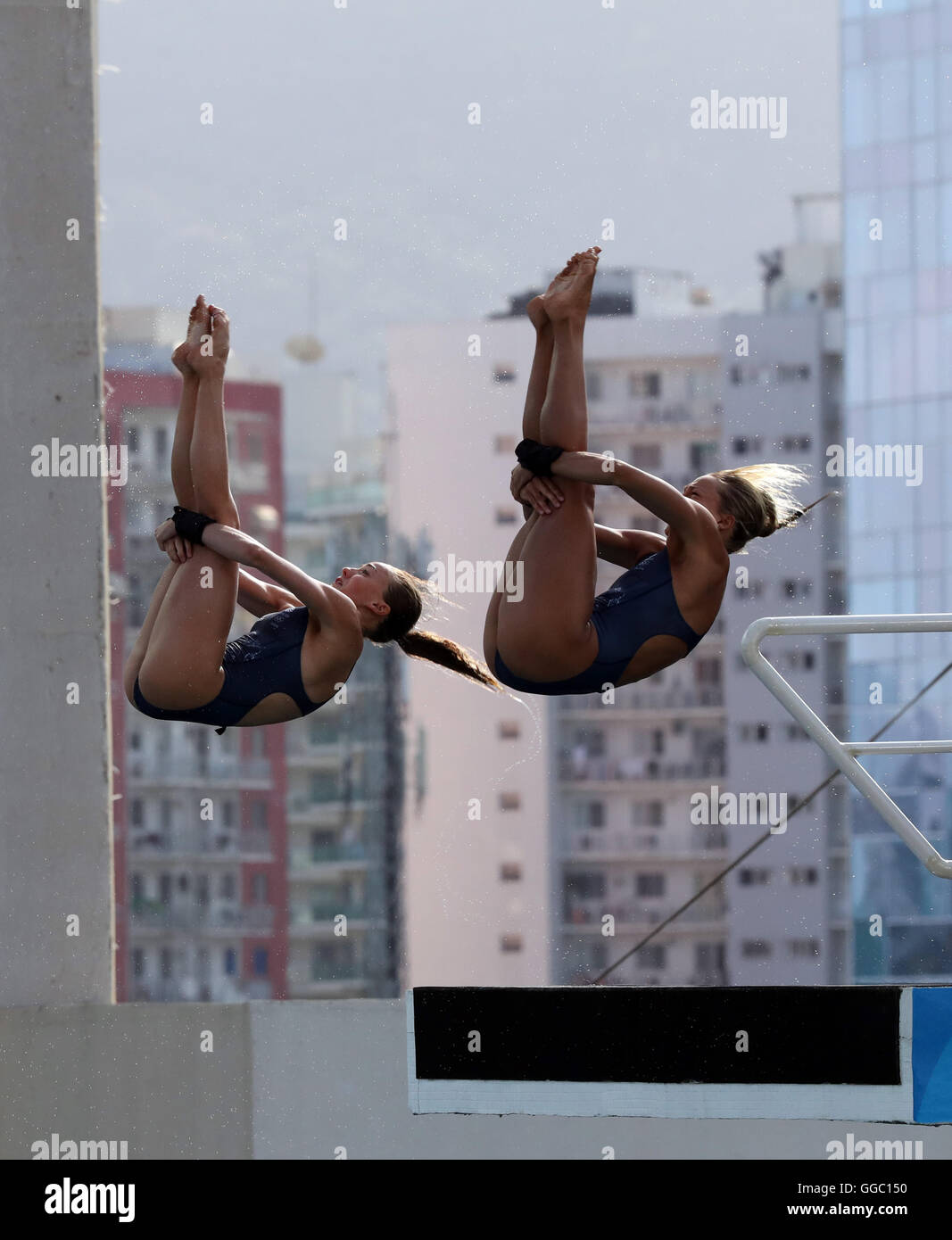 Great Britain's Tonia Couch and Lois Toulson practice at the Maria Lenk ...