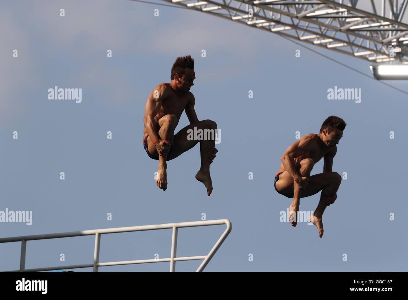 Great Britain's Tom Daley and Daniel Goodfellow practice at the Maria ...