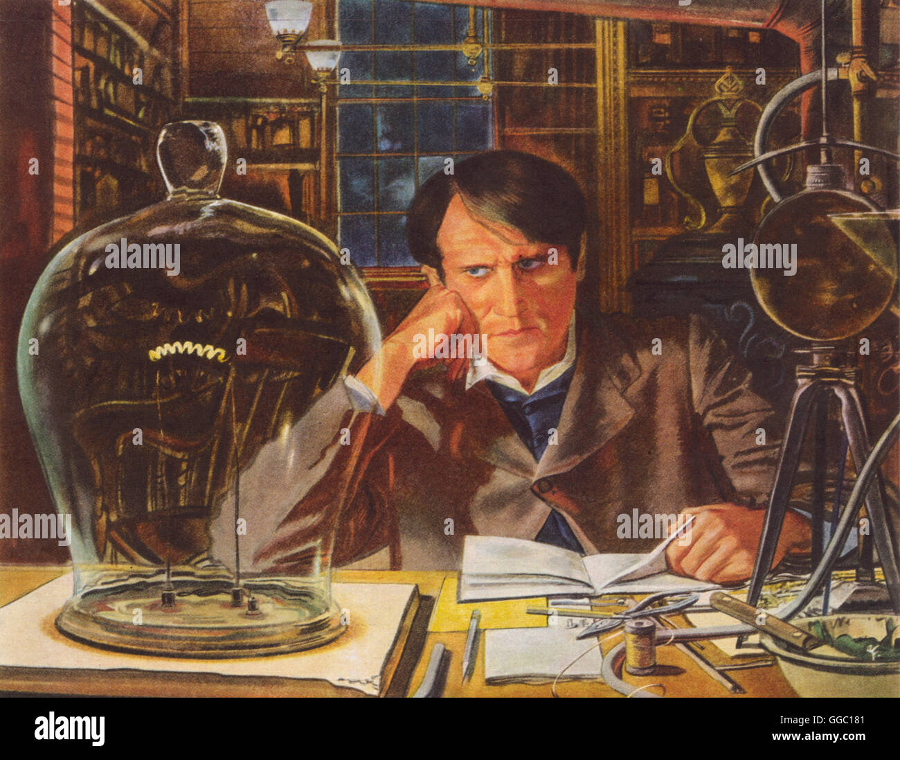 Thomas Alva Edison thinking Stock Photo - Alamy