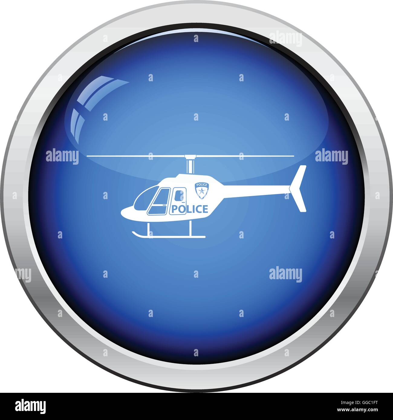 Police helicopter icon. Glossy button design. Vector illustration Stock ...