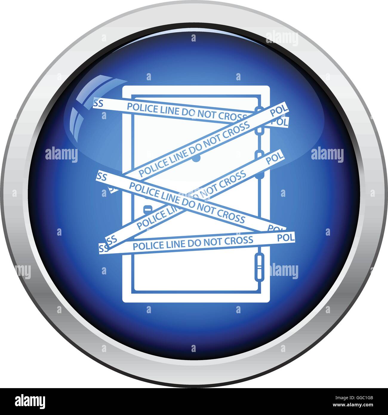 Crime scene door icon. Glossy button design. Vector illustration Stock ...
