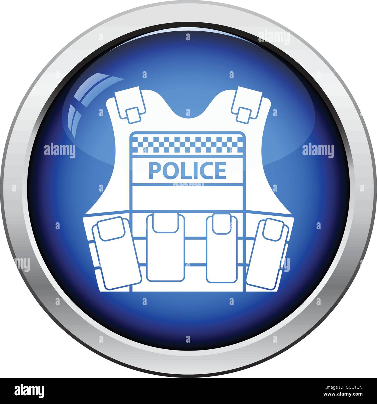 Police vest icon. Glossy button design. Vector illustration Stock ... Police vest icon. Glossy button design. Vector illustration Stock ...