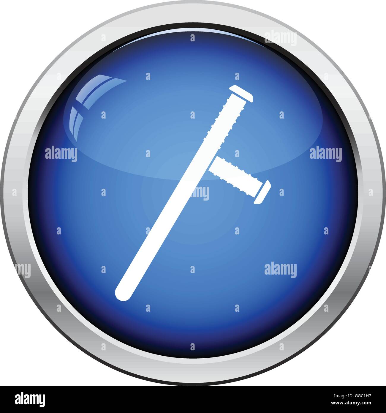 Police baton icon. Glossy button design. Vector illustration Stock ...