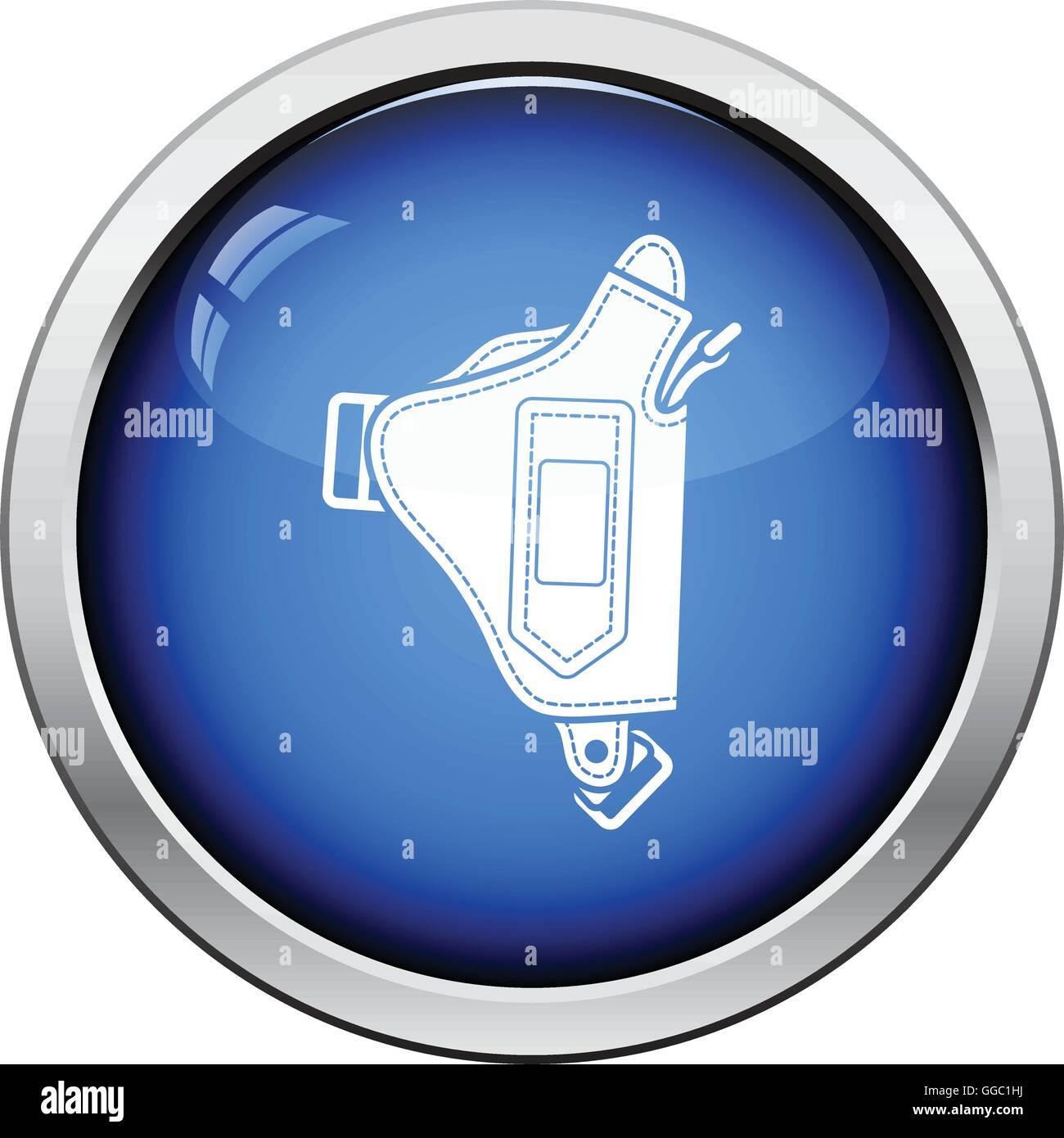 Police holster gun icon. Glossy button design. Vector illustration ...