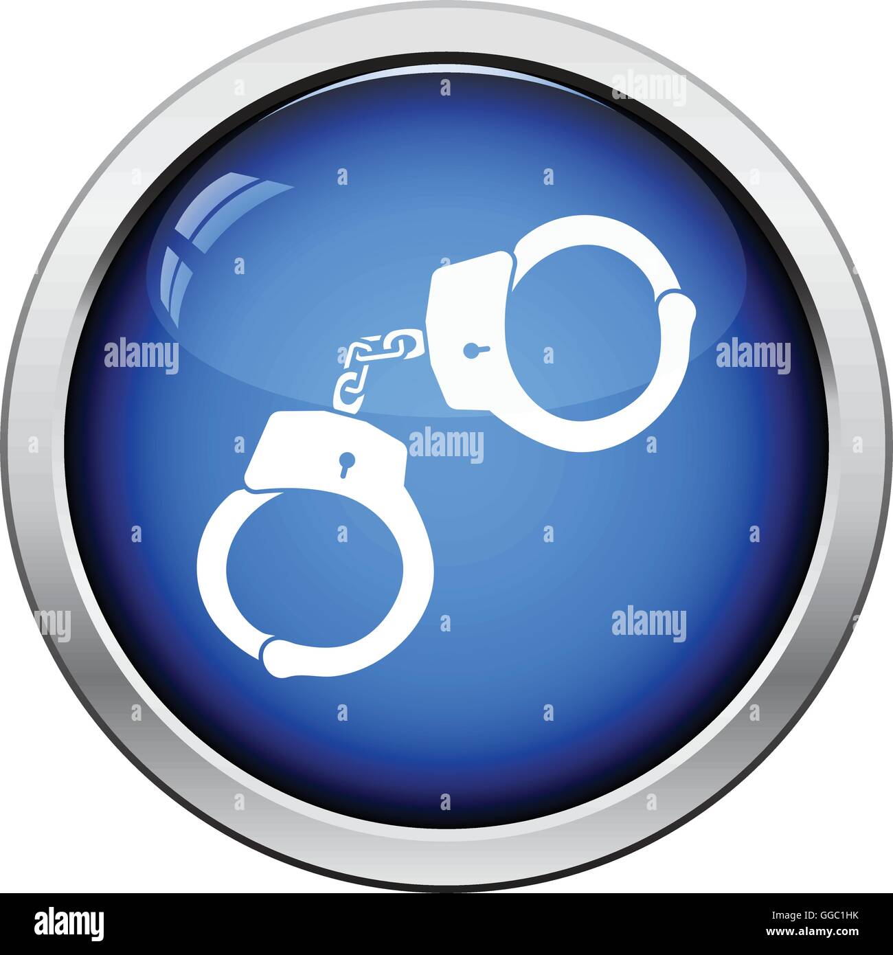 Police handcuff icon. Glossy button design. Vector illustration Stock ...