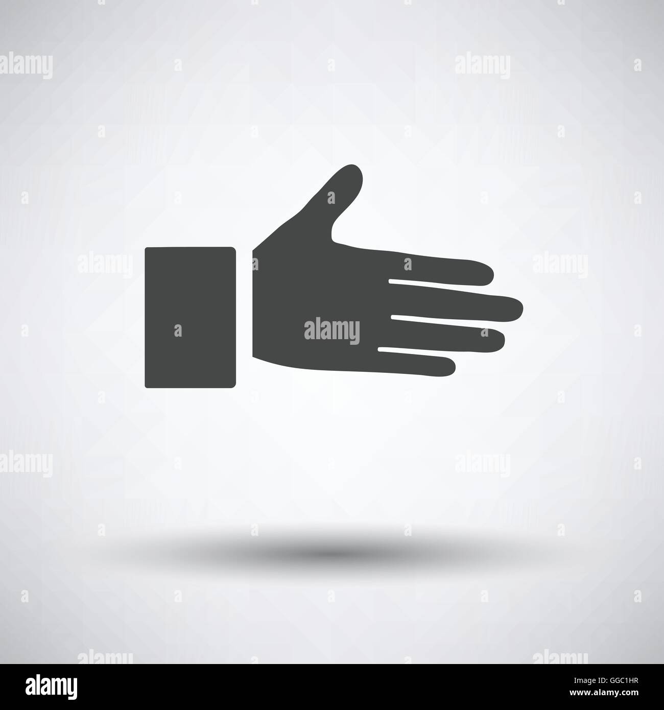 Open hend icon on gray background with round shadow. Vector ...