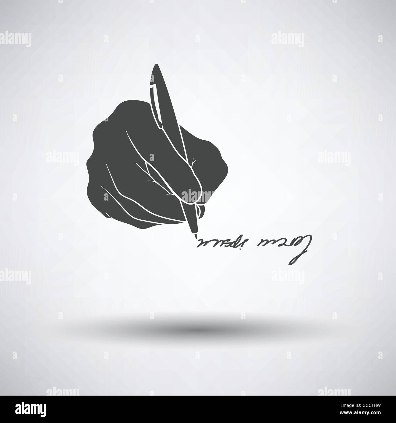 Signing hand icon on gray background with round shadow. Vector ...