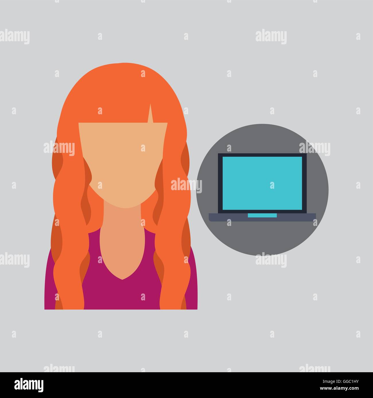 girl with pc icon Stock Vector Image & Art - Alamy