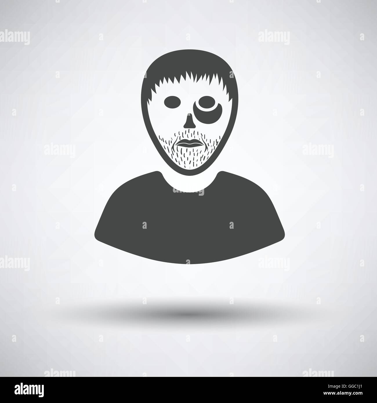 Criminal man icon on gray background with round shadow. Vector ...