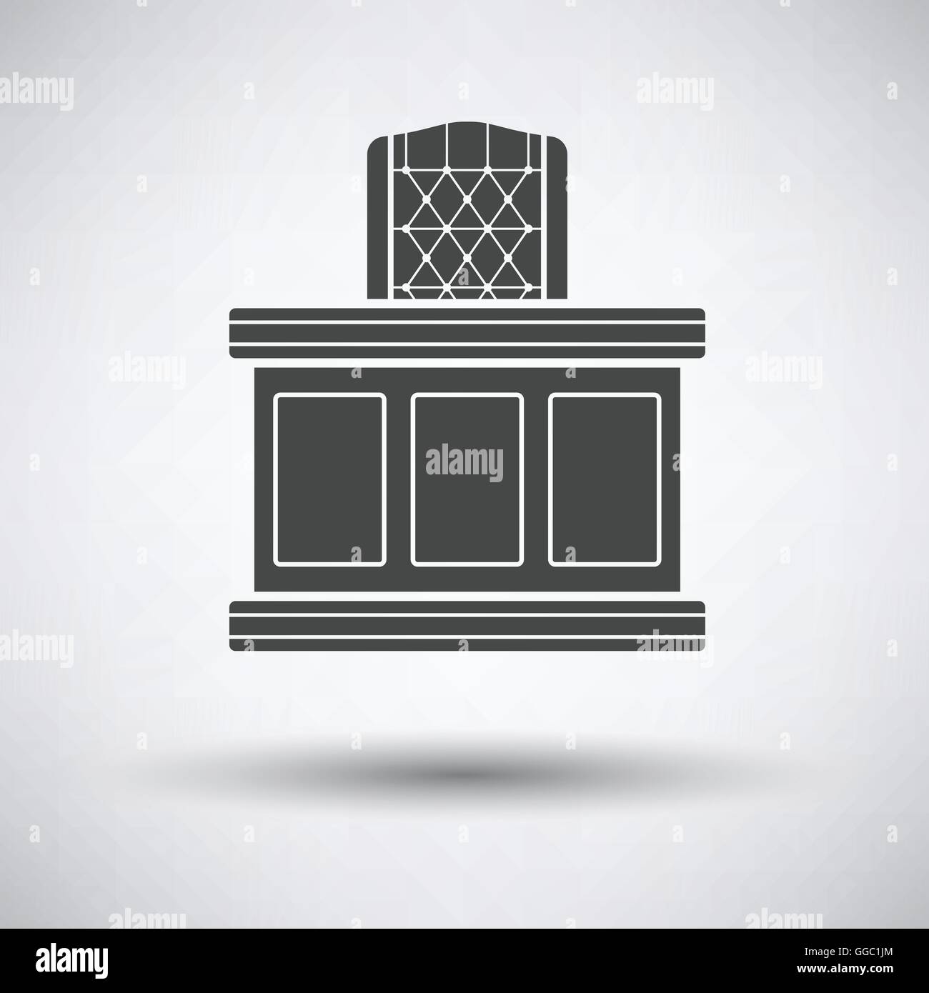 Judge table icon on gray background with round shadow. Vector ...