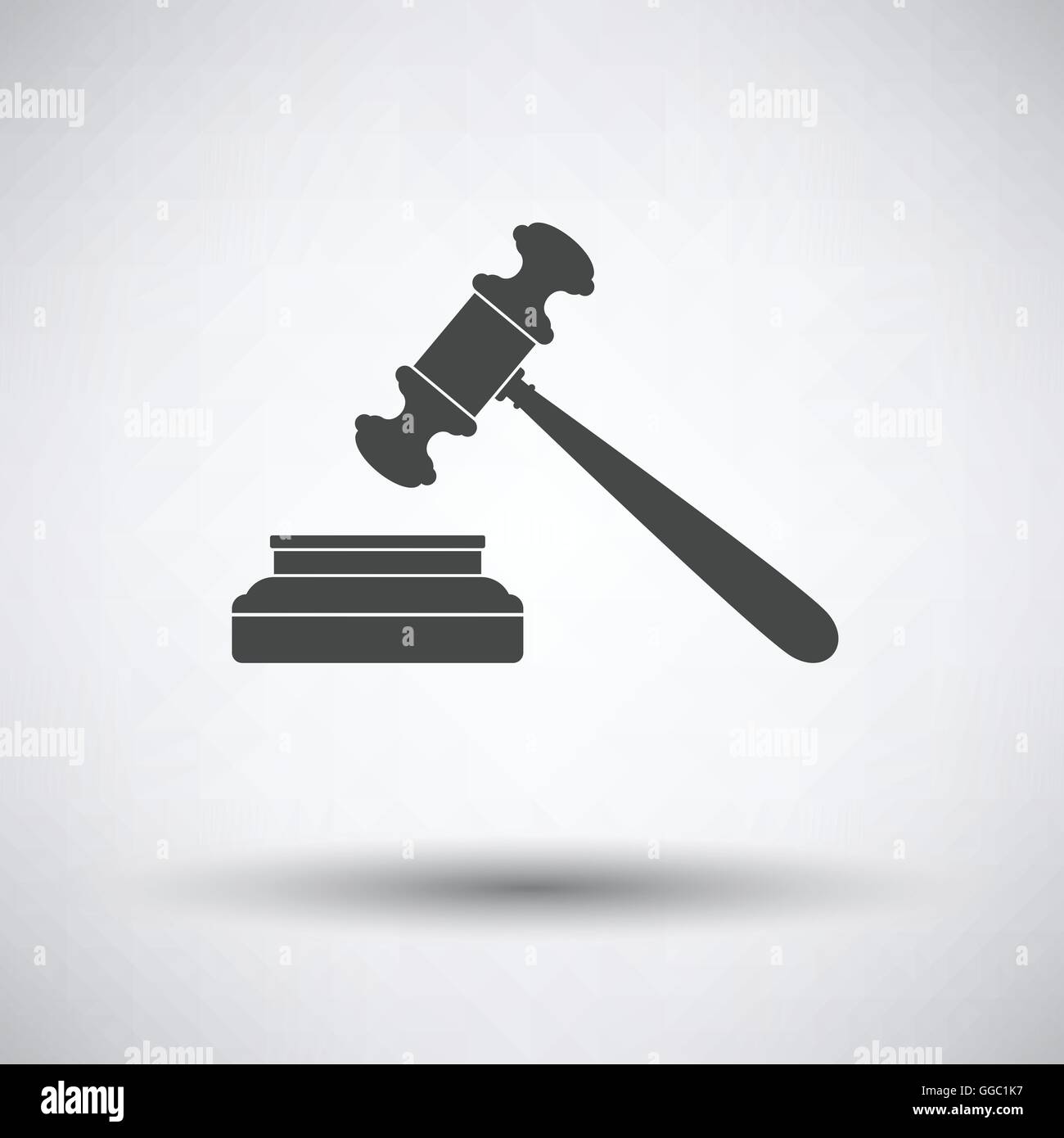 Judge hammer icon on gray background with round shadow. Vector ...