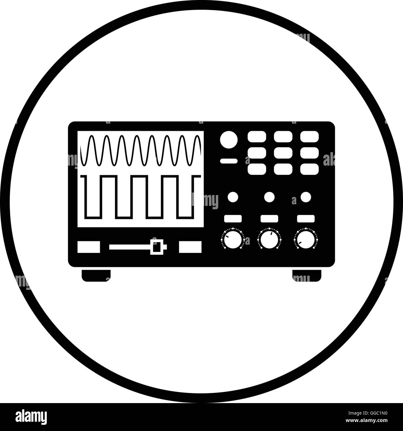 Oscilloscope icon. Thin circle design. Vector illustration Stock Vector ...