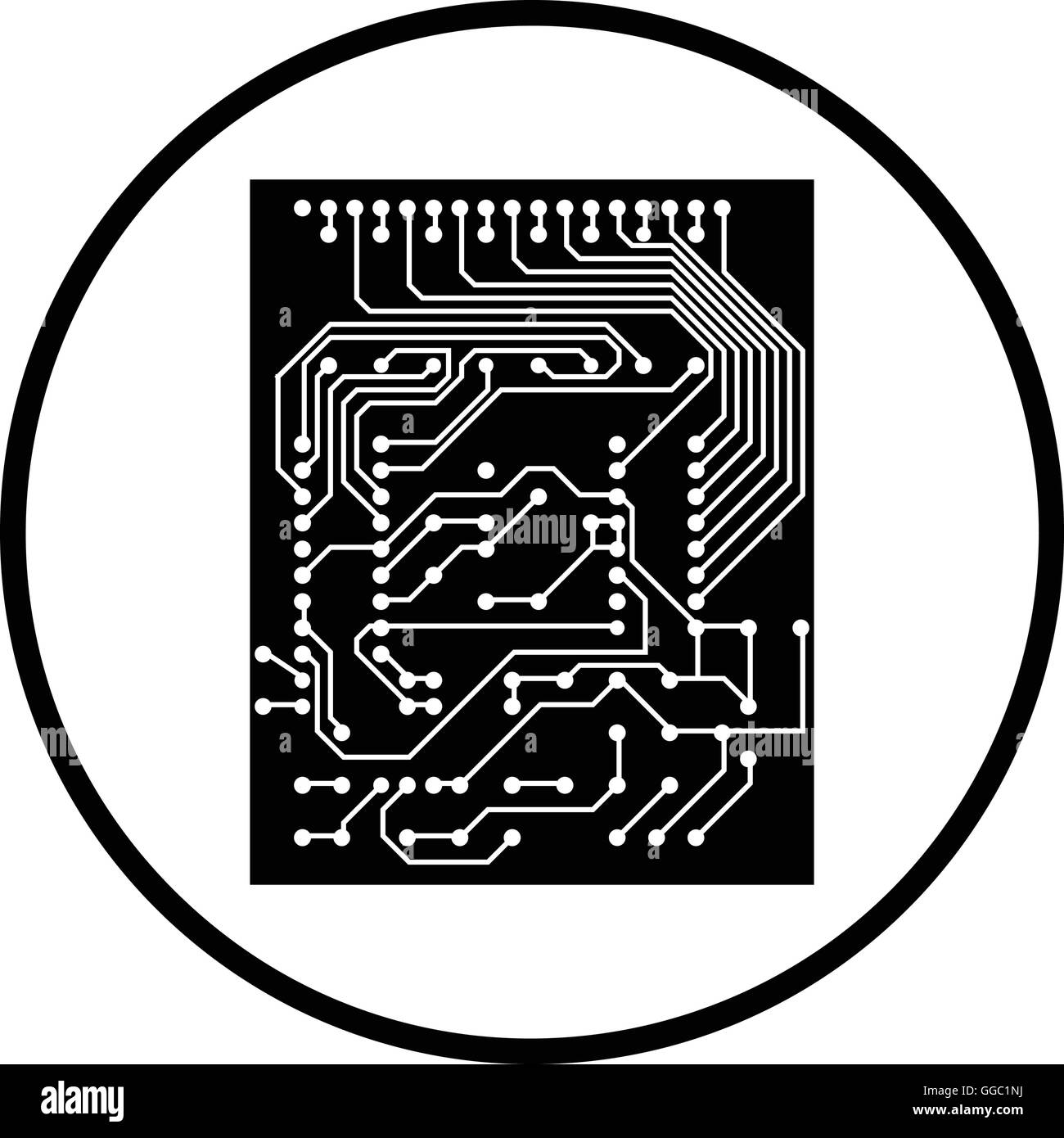 Circuit icon. Thin circle design. Vector illustration Stock Vector ...
