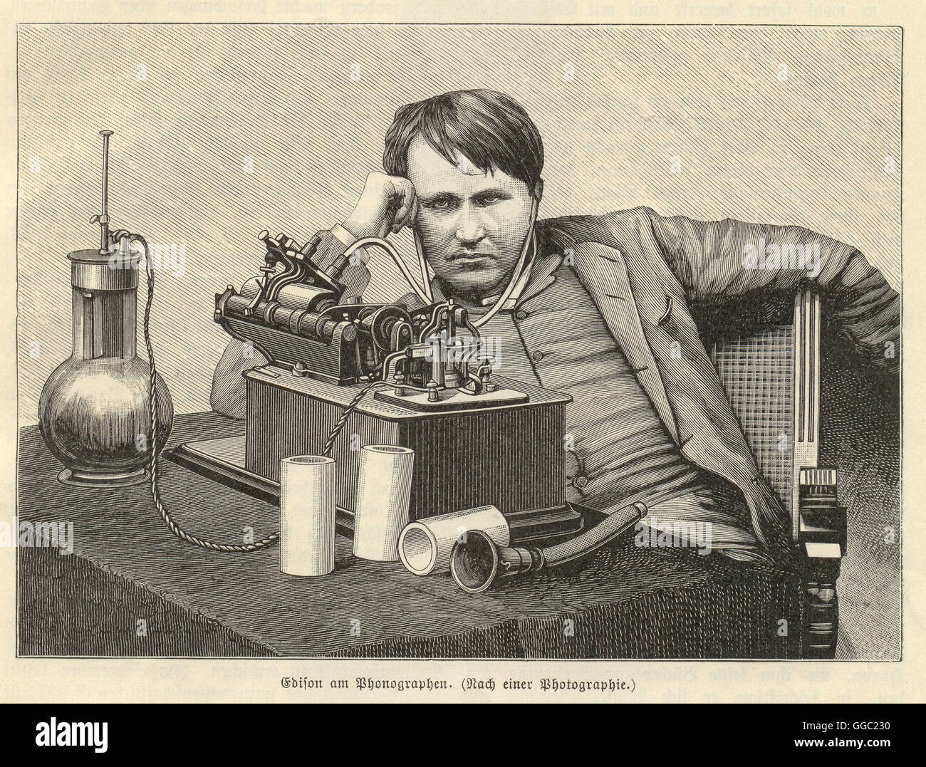 A woodcut portrait of inventor Thomas Edison Stock Photo - Alamy