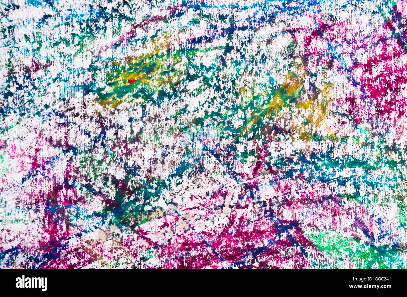 Messy drawning with colored crayons for an abstract background Stock ...