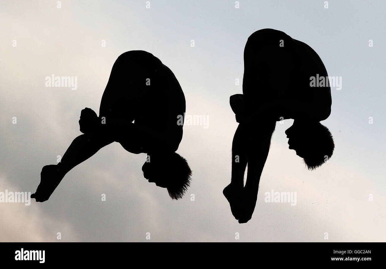 Great Britain's Tom Daley and Daniel Goodfellow practice at the Maria ...