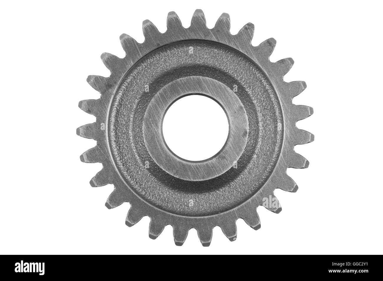 Metal gear on plain background Stock Photo - Alamy